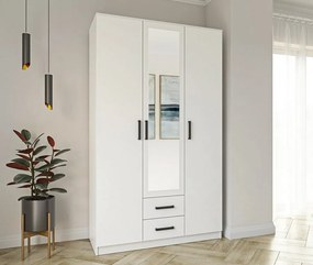 Casarredo - Komfort nábytek Šatní skříň SIMPLE 120 3D2Dr se zrcadlem, white nymphea alba