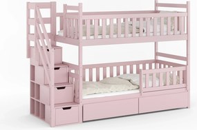 Rkids | Patrová postel se schůdky Rino 80x200 Růžová