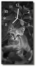 Skleněné hodiny vertikální Zvířata Kočka zvířata šedá