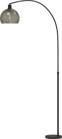 HOMCOM Stojací lampa, ohnutá hlava, nožní spínač, mramorový podstavec, plastový stínidlo, šedá