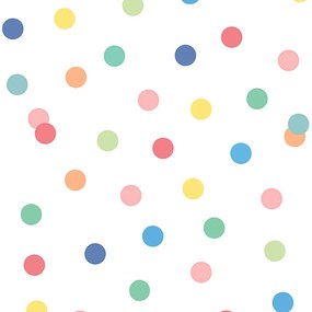 Vliesová bílá tapeta s barevnými puntíky - M51910, My Kingdom, Ugépa