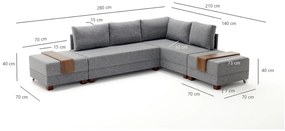 Designová rohová sedačka Ramesha 280 cm antracitová - pravá