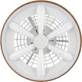 Brilliant G80935/76  Stmívatelné LED svítidlo GAIANO dekor DŘEVO, reverzní VENTILÁTOR LED RGB