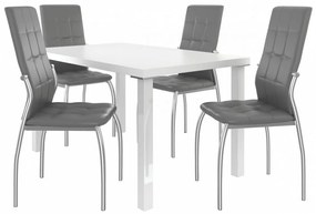 Jídelní set Loreno 1+4 židlí - bílá/popel