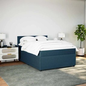 Box spring postel s matrací modrá 140 x 190 cm samet 3287738
