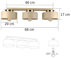Stropní svítidlo IGNIA 3xE27/60W/230V béžová