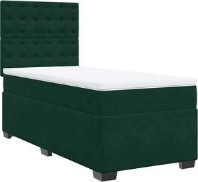 Box spring postel s matrací tmavě zelená 90x200 cm samet 3290825