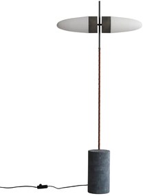 OnaDnes -20% Opálově bílá skleněná stojací lampa 101Copenhagen Bull 140 cm s mramorovou podstavou