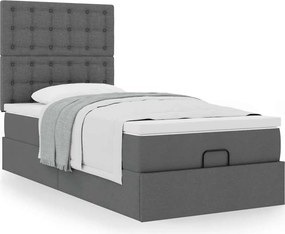 Osmanský rám postele s matrací tmavě šedá 100x200cm textil 3313300