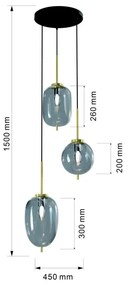 Wofi 5007-302 - Lustr na lanku BELLEVILLE 3xE14/40W/230V černá/zlatá