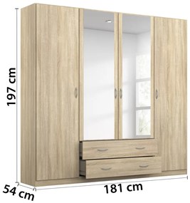 Šatní skříň Case, 181 cm, dub sonoma