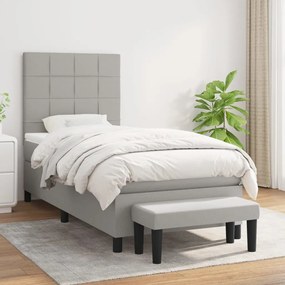 Box spring postel s matrací světle šedá 90x200 cm textil,  3136565