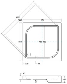 BESCO OSKAR čtvercová sprchová vanička Rozměr A - 90 cm, Rozměr B - 90 cm - OLBVANACOSK90