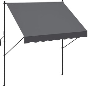 Outsunny Sklopný Ruční Markýza 200x1,75 m Exteriérová Terasová Rolovací Markýza S Nastavitelnou Výškou s Kličkou 210-310 cm Bez Vrtání pro Balkon Zahr