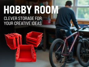 Stěna na nářadí sada 2 ks černá/červená s je 30 stohovatelné boxy