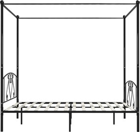 Rám postele s nebesy černý kovový 200 x 200 cm 284439