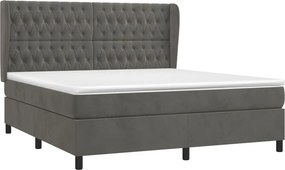 Box spring postel s matrací tmavě šedá 180x200 cm samet 3129406
