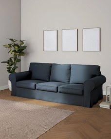 Potah na pohovku IKEA  Ektorp 3-místná, rozkládací STARÝ MODEL PIXBO barva modrá látka pletený vzor