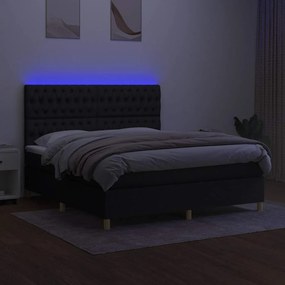 Box spring postel s matrací a LED černá 160x200 cm textil 3135687