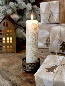 Bílo-zlatá adventní svíčka s čísly 1- 4 Advent Candle - Ø 5*20cm / 48h