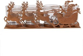 Rezavý kovový vánoční svícen Santa se spřežením Brocante rust - 25*8*8 cm