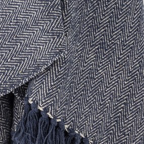Bloomingville Přehoz z recyklované bavlny Herringbone 130 × 160 cm, modrá barva, textil