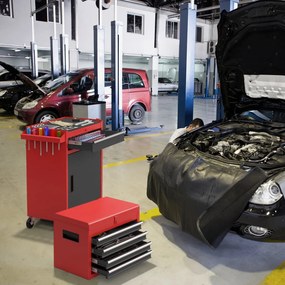 Costway Dílenský vozík 2 v 1 s kufrem a 8 přihrádkami a háčky a nastavitelnou