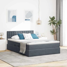Postel s úložným prostorem s čelo Tmavě šedá 140 x 190 cm samet 3370876