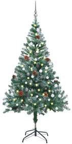 Námrazou pokrytý vánoční stromek LED sada koulí a šišky 150 cm,  3077699 HangarStore.cz