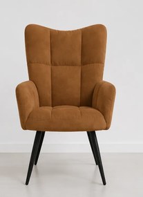 křeslo relaxační, odpočinkové, ušák, kov/samet, 98x63x69 cm, černá/hnědá, Dekorino KR20260009