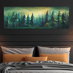Obraz na plátně - Jehličnatý les za brzkého rána, abstrakce FeelHappy.cz Velikost obrazu: 120 x 40 cm