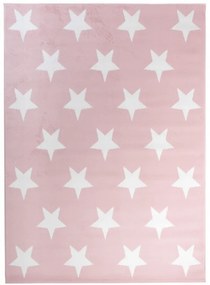 Chemex Dětský koberec Bílé hvězdy 220x160cm růžový
