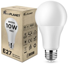 BERGE LED žárovka - ecoPLANET - E27 - 10W - 800Lm - teplá bílá