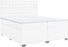 Box spring postel s matrací bílá 200x200 cm umělá kůže 3293037