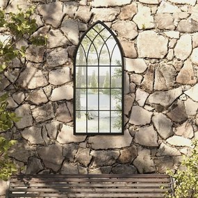 Zahradní zrcadlo černé 100 x 45 cm železo pro použití venku 318342