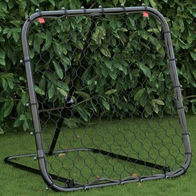 Fotbalový Rebounder Nastavitelný Černý 84 X 73 X 60–80 Cm Ocel Mangovníkové Dřevo (Přírodní)