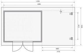 Dřevěný zahradní domek BASTRUP 7 s přístavkem Lanitplast
