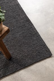 Hanse Home, Běhoun Bouclé Jute 105976 Black, 80x200, černá, chodba / předsíň