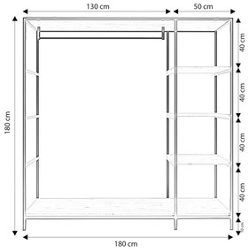 Kalune design Otevřená šatní skříň AMBERG 180x180 cm
