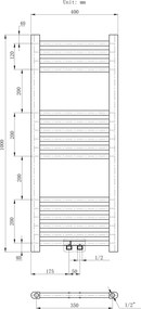 Gamma Erga Simple, topné těleso 1000x400 mm, 332 W, černá, ERG-LAV-SIMP-10040-BK