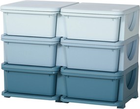 HOMCOM Dětská komoda s úložným prostorem, úložné boxy, organizér na hračky, truhla na hračky, šest úrovní pro dětský pokoj 3-6 let, nábytek pro děti,