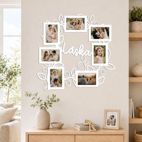dřevo života Dřevěný fotorámeček na více fotek LÁSKA Zvolte barvu dekoru: Bílá, Velikost fotografie: 10x15