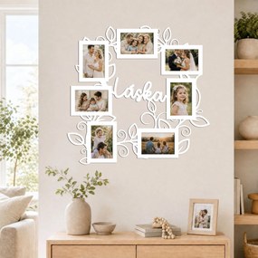 dřevo života Dřevěný fotorámeček na více fotek LÁSKA Zvolte barvu dekoru: Bílá, Zvolte velikost fotografie (cm): 10x15