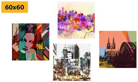 Set obrazů abstraktní život ve velkoměstě Varianta: 4x 40x40