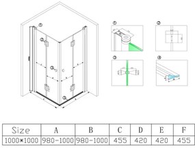 BPS-koupelny Čtvercový sprchový kout HYD-SK1290C 100x100 chrom/transparent + vanička HYD-SSV-ST06A bílá