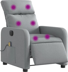 Elektrické masážní polohovací křeslo světle šedé textil 3206690