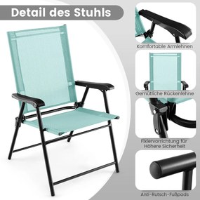 Costway Plážová lehátka Sada 2 skládacích křesel na terasu mátově, zelený
