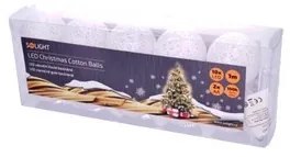SOLIGHT LED řetěz vánoční koule bavlněné, 10LED, 1m, 2x AA, IP20