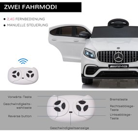 HOMCOM 12V Mercedes-Benz AMG GLC63S COUPE dětské elektrické autíčko s dálkovým ovládáním a bezpečnostním pásem, 2 x 35W motory, bílé 115 x 70 x 55 cm…
