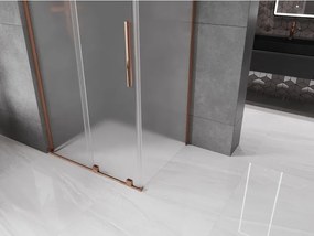 Mexen Velar L, sprchový kout s posuvnými dveřmi 100 x 110 cm, 8mm sklo námraza, růžové zlato, 871-100-110-33-60